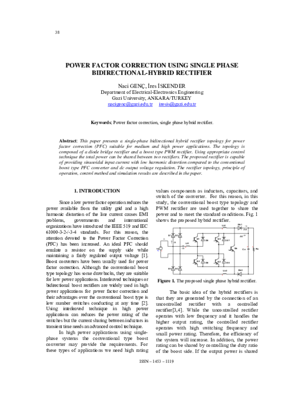 (PDF) Power Factor Correction Using Single Phase Bidirectional-Hybrid Rectifier