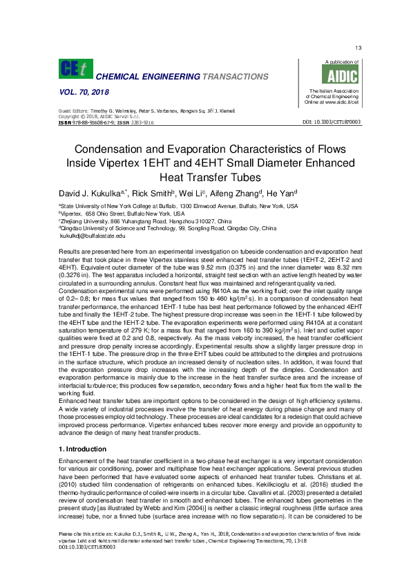 (PDF) Condensation and evaporation characteristics of flows inside ...