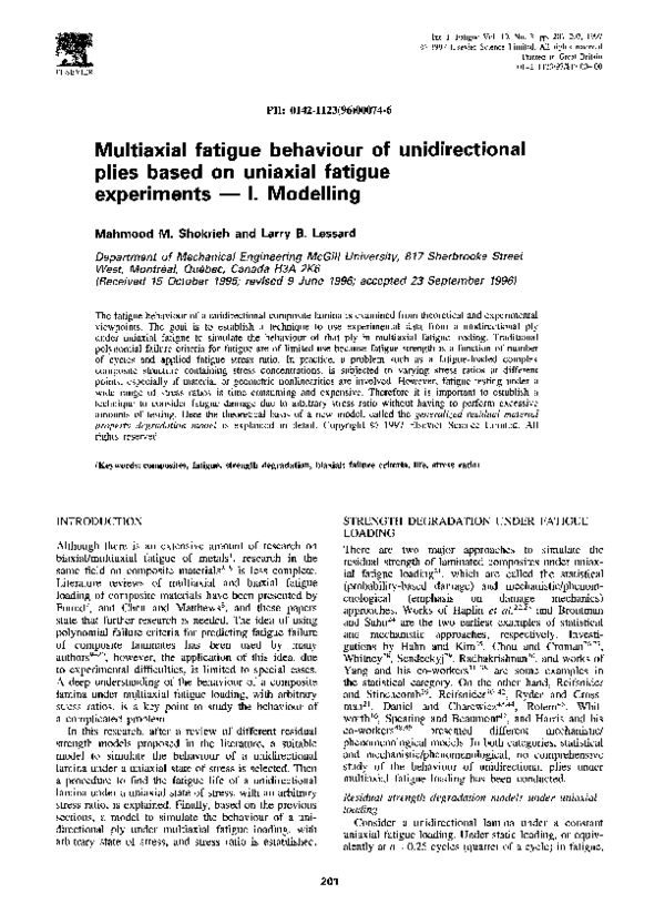 (PDF) Multiaxial fatigue behaviour of unidirectional plies based on ...