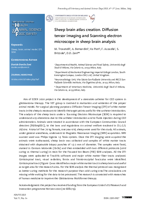 (PDF) Sheep brain atlas creation. Diffusion tensor imaging and Scanning ...