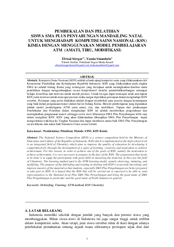 (PDF) Pembekalan Dan Pelatihan Siswa Sma Plus Penyabungan Mandailing ...