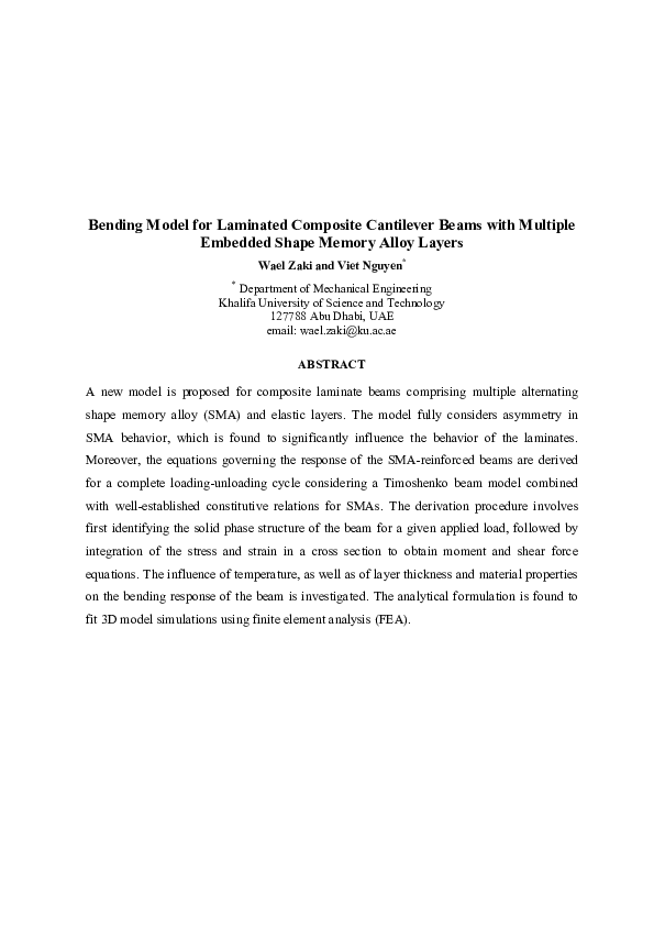 (PDF) Bending theory for laminated composite cantilever beams with multiple embedded shape ...