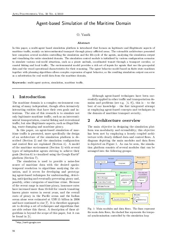 (PDF) Agent-based Simulation of the Maritime Domain