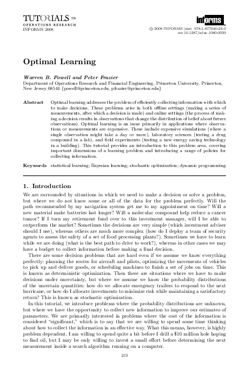 (PDF) Optimal learning