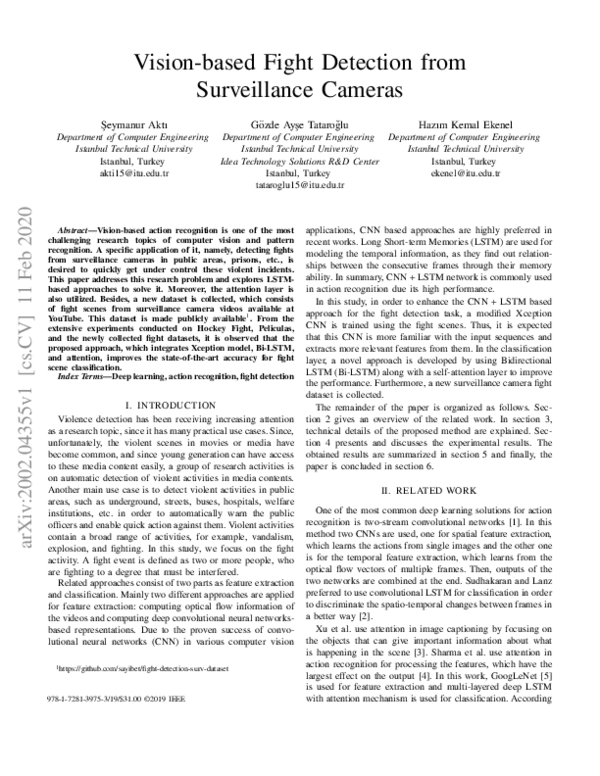 (PDF) Vision-based Fight Detection from Surveillance Cameras