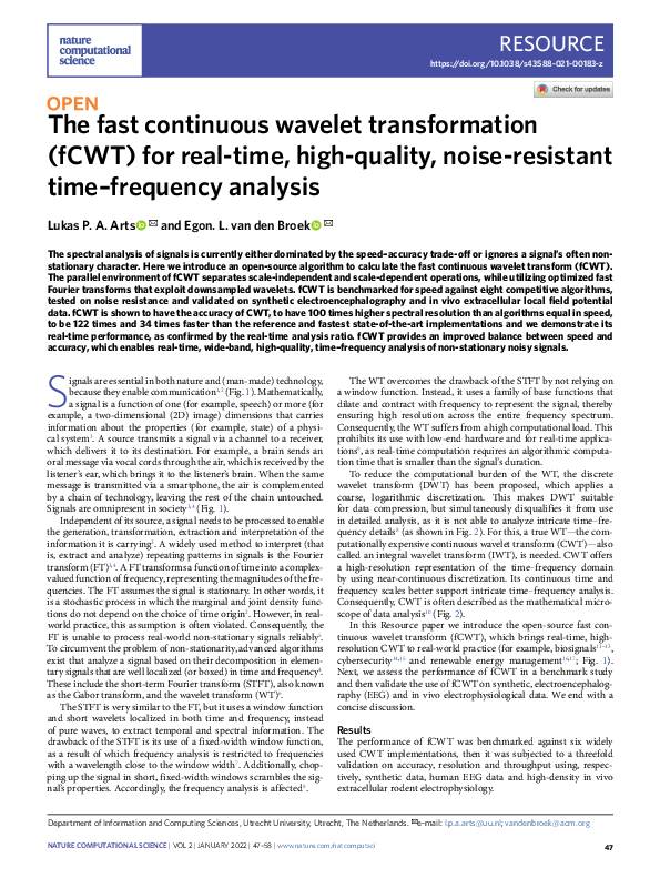 Pdf The Fast Continuous Wavelet Transformation Fcwt For Real Time High Quality Noise