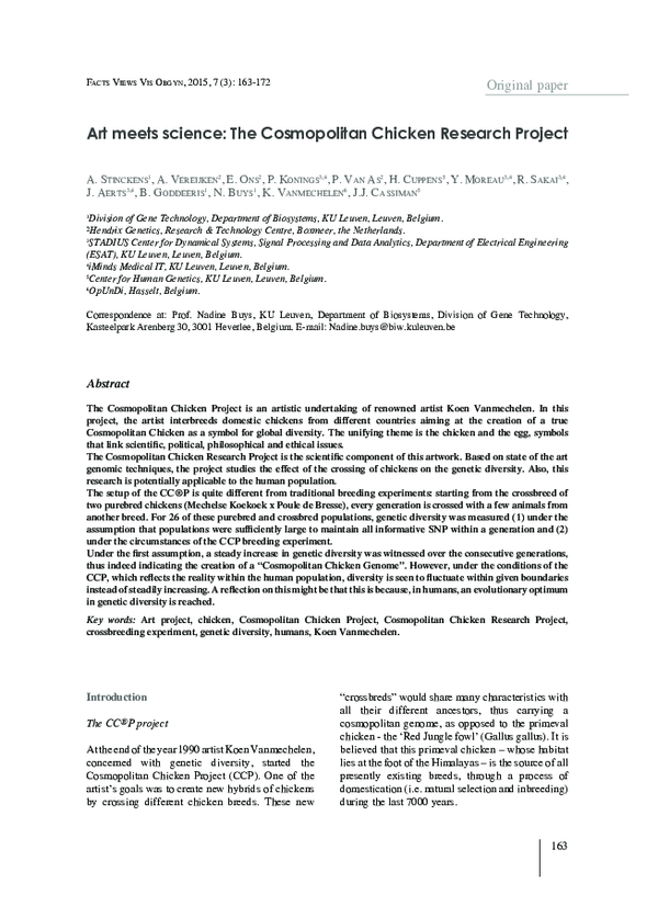 (PDF) Art meets science: The Cosmopolitan Chicken Research Project