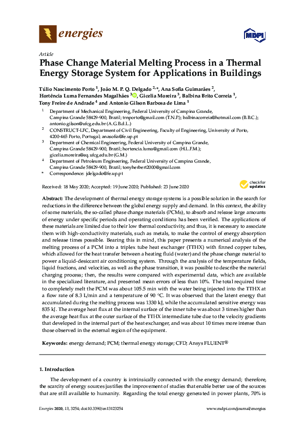 (PDF) Phase Change Material Melting Process in a Thermal Energy Storage ...