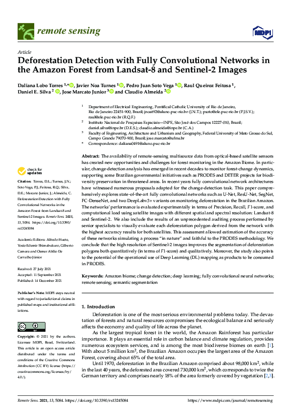 Pdf Deforestation Detection With Fully Convolutional Networks In The
