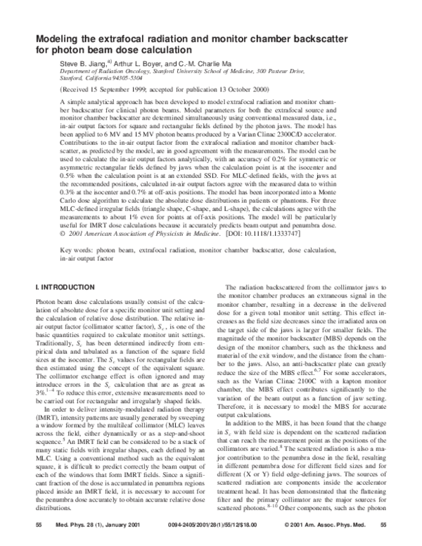 (PDF) Modeling the extrafocal radiation and monitor chamber backscatter ...