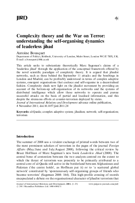 (PDF) Complexity Theory and the War on Terror: Understanding the Self ...