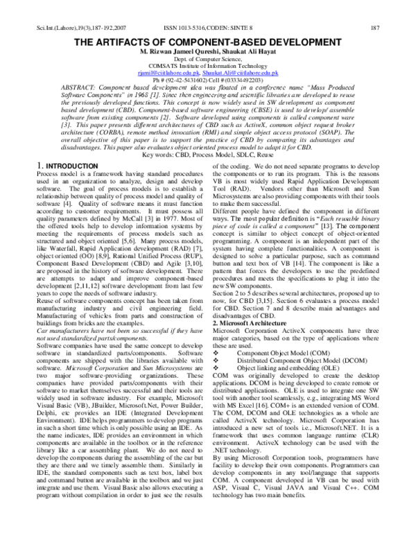 (PDF) The artifacts of component-based development