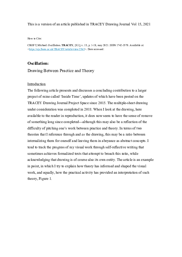 (PDF) Oscillation: Drawing Between Practice and Theory | Michael Croft ...