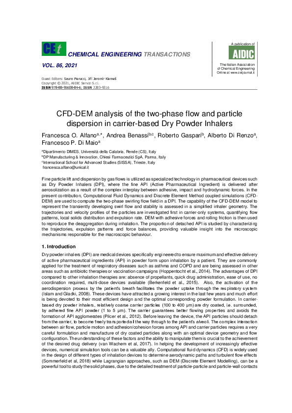 (PDF) CFD-DEM analysis of the two-phase flow and particle dispersion in ...