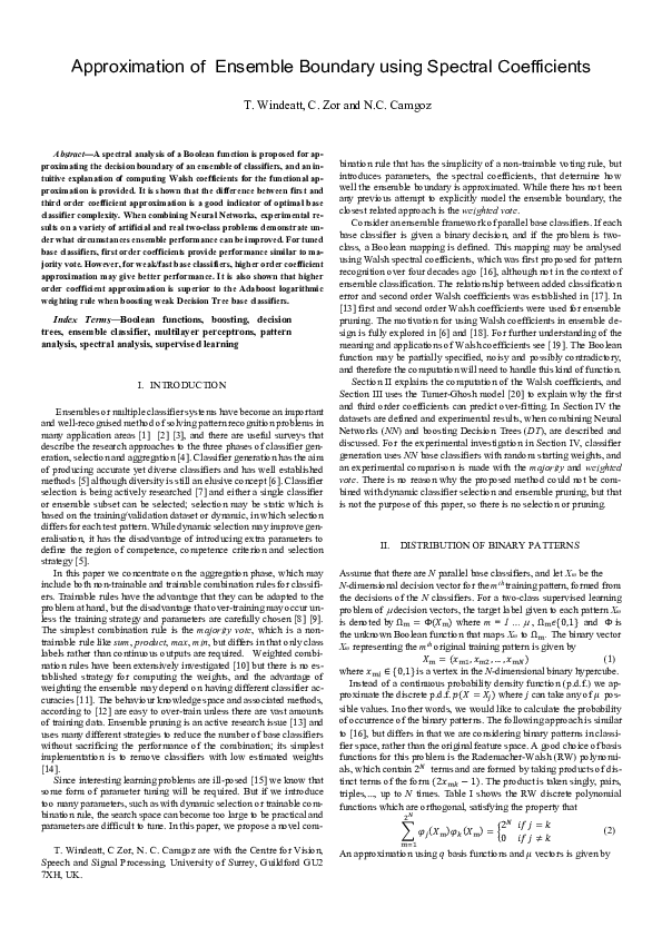 Approximation of Ensemble Boundary Using Spectral Coefficients