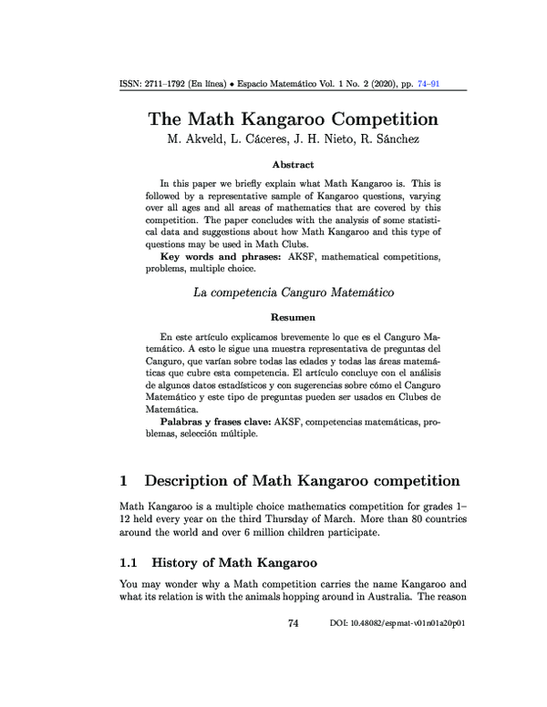 (PDF) The Math Kangaroo Competition
