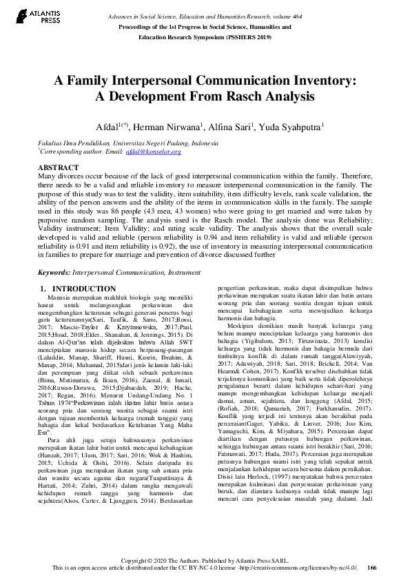 (PDF) A Family Interpersonal Communication Inventory: A Development ...