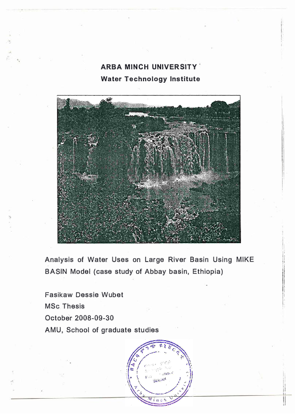 (PDF) Analysis of Water Uses on Large River Basin Using MIKE BASIN ...