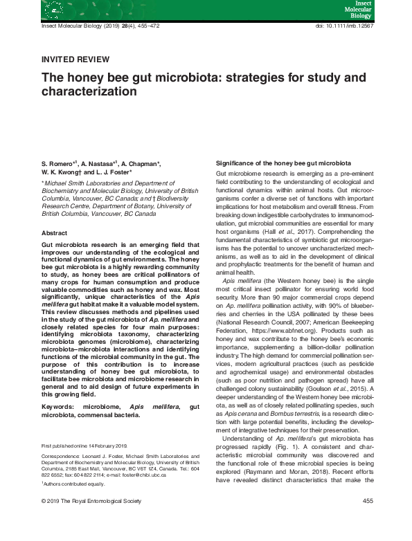 (PDF) The Honey Bee Gut Microbiota: Strategies for Study and ...
