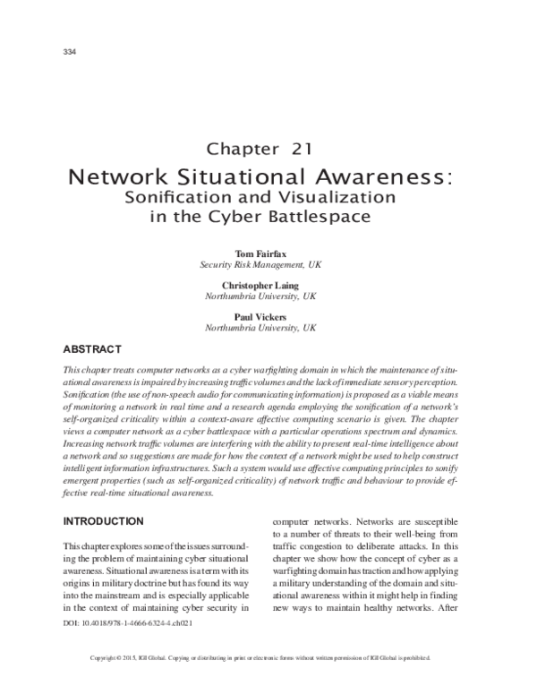 (PDF) Network Situational Awareness