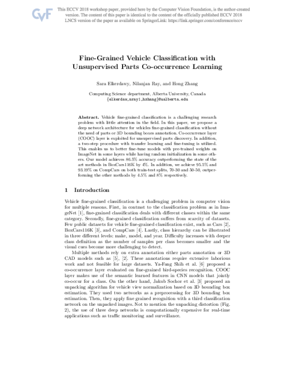 Fine-Grained Vehicle Classification with Unsupervised Parts Co ...