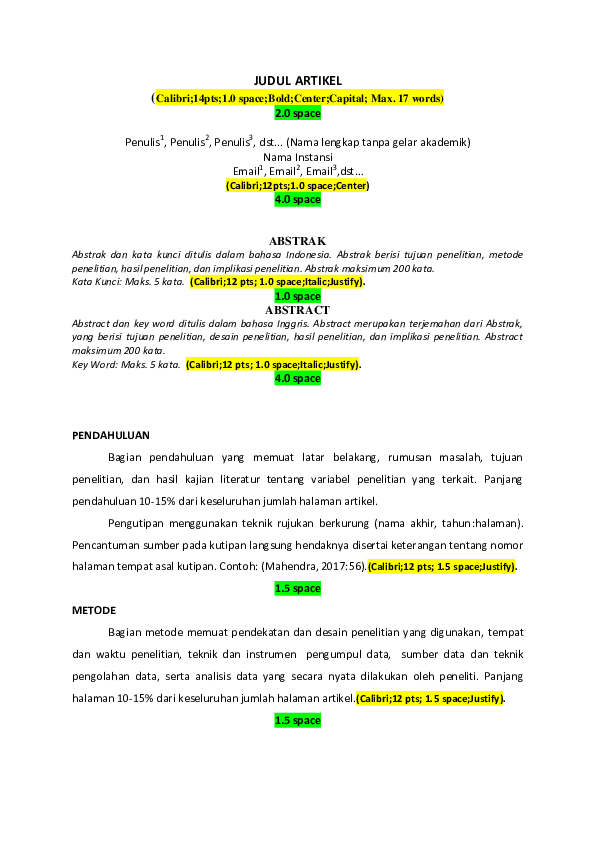 (PDF) FORMAT ARTIKEL ILMIAH
