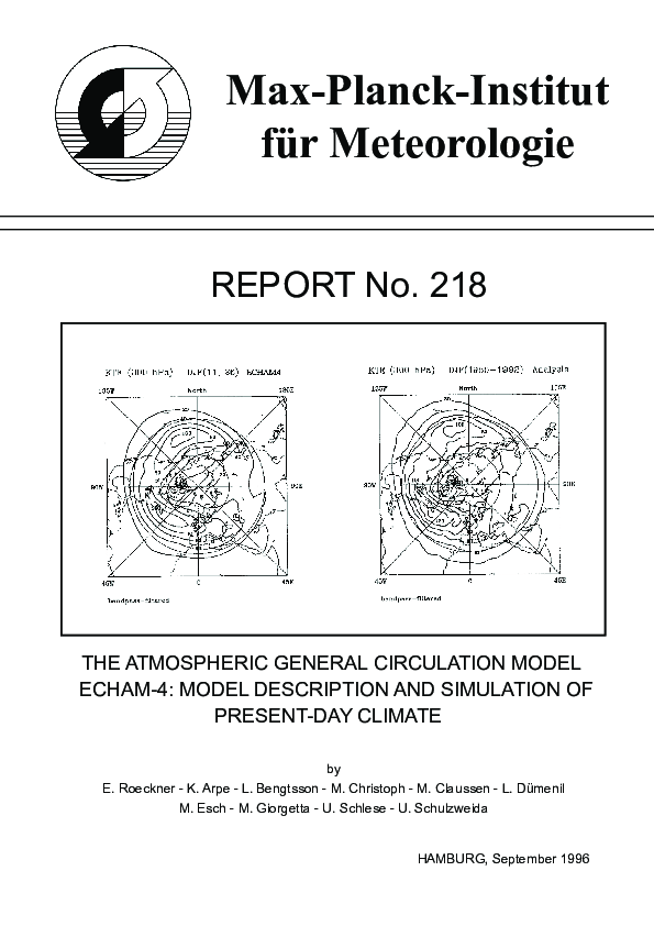 (PDF) The atmospheric general circulation model ECHAM-4: Model description and simulation of ...