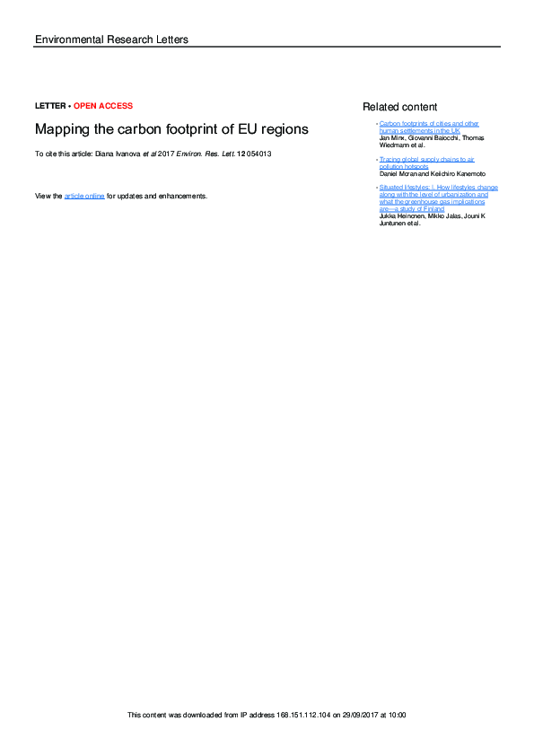 (PDF) Mapping the carbon footprint of EU regions