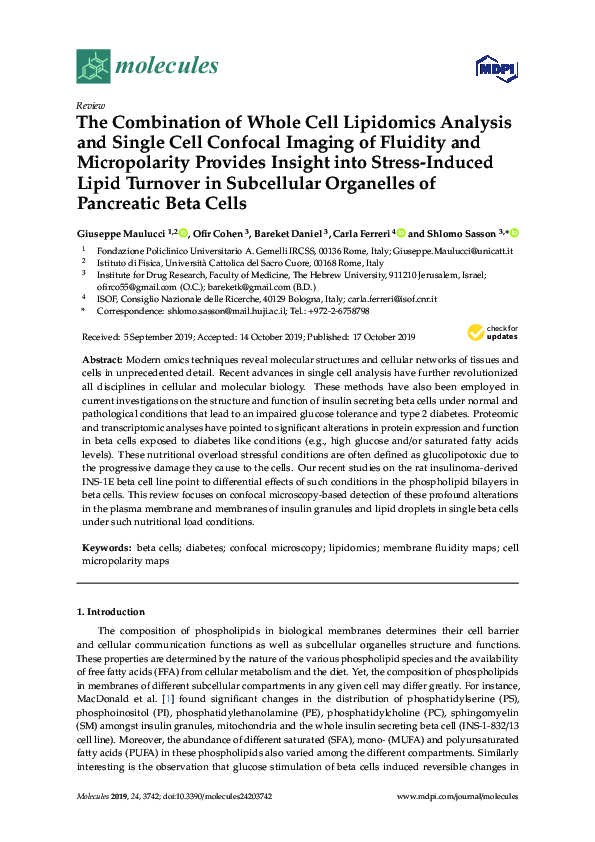 (PDF) The Combination of Whole Cell Lipidomics Analysis and Single Cell ...