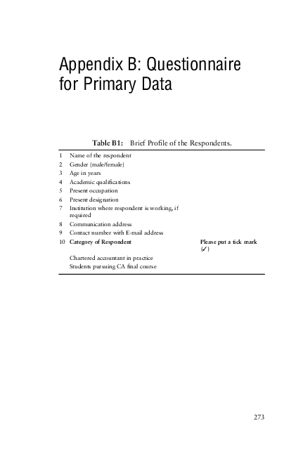 (PDF) Appendix B: Questionnaire for Primary Data