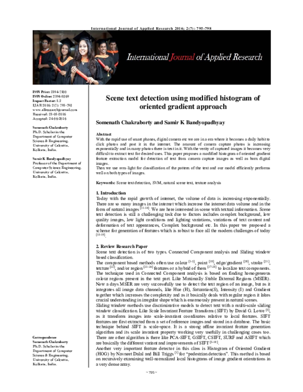 Pdf Scene Text Detection Using Modified Histogram Of Oriented