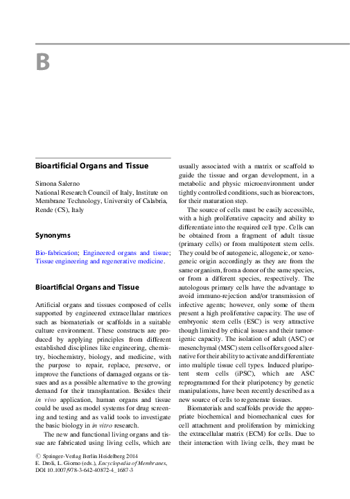 (PDF) Bioartificial Organs and Tissue