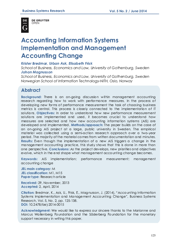 (PDF) Accounting Information Systems Implementation and Management ...