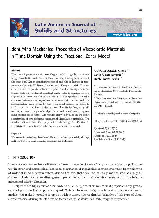 (PDF) Identifying Mechanical Properties of Viscoelastic Materials in ...