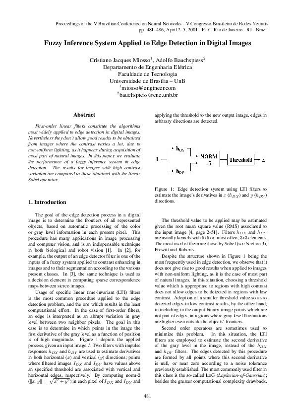 Pdf Fuzzy Inference System Applied To Edge Detection In Digital Images