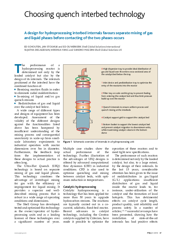 (PDF) A design for hydroprocessing interbed internals favours separate mixing of gas and liquid ...