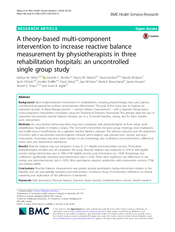 (PDF) A theory-based multi-component intervention to increase reactive balance measurement by ...