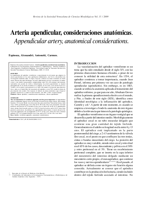 (PDF) Arteria apendicular, consideraciones anatómicas. Appendicular ...