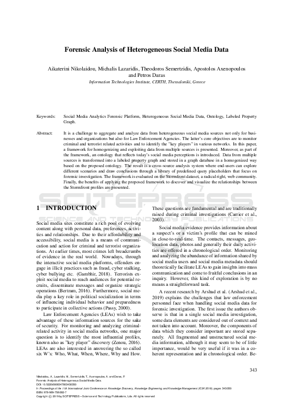 (PDF) Forensic Analysis of Heterogeneous Social Media Data