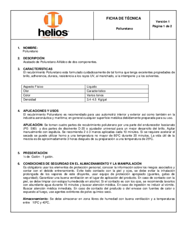 (PDF) Ficha tÃ©cnica Poliuretano (1)
