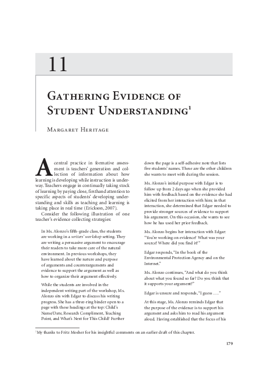 (PDF) Gathering Evidence of Student Understanding 1