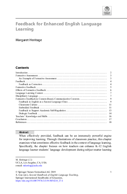 (PDF) Feedback for Enhanced English Language Learning