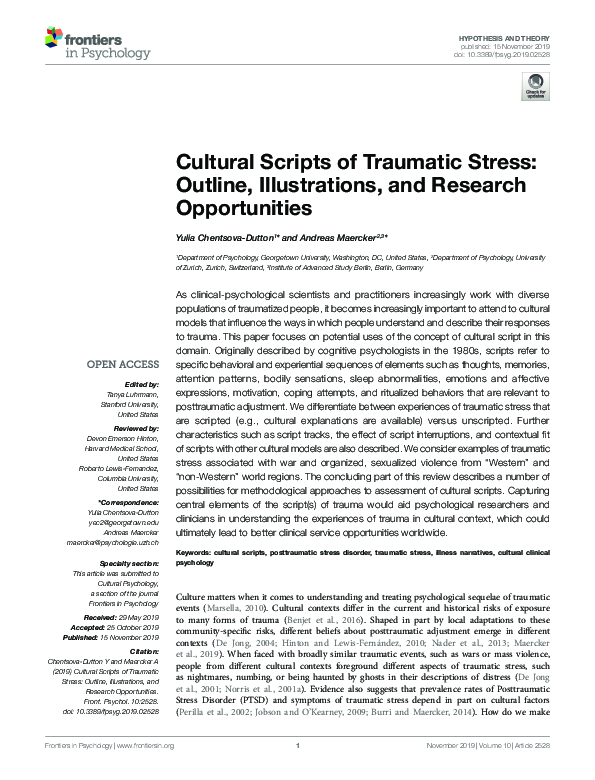 (PDF) Cultural Scripts of Traumatic Stress: Outline, Illustrations, and ...
