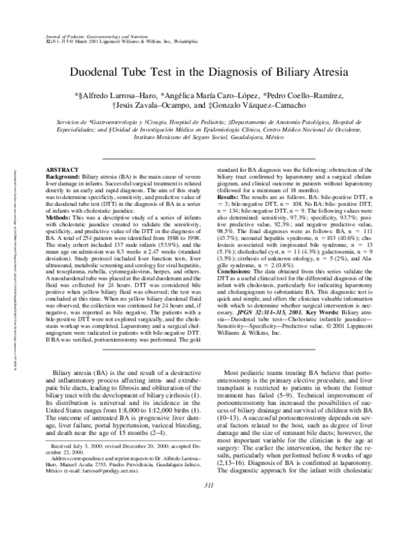 (PDF) Duodenal Tube Test in the Diagnosis of Biliary Atresia
