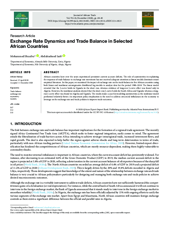 (PDF) Exchange Rate Dynamics and Trade Balance in Selected African ...