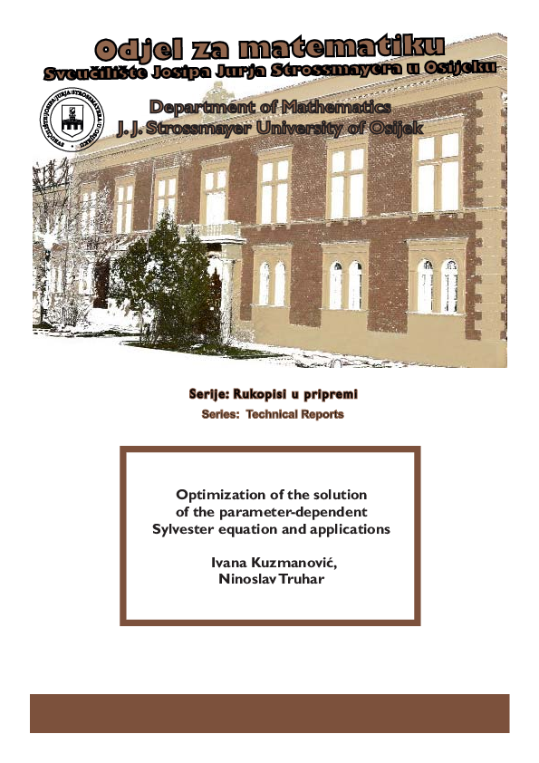 Pdf Optimization Of The Solution Of The Parameter Dependent Sylvester Equation And Applications