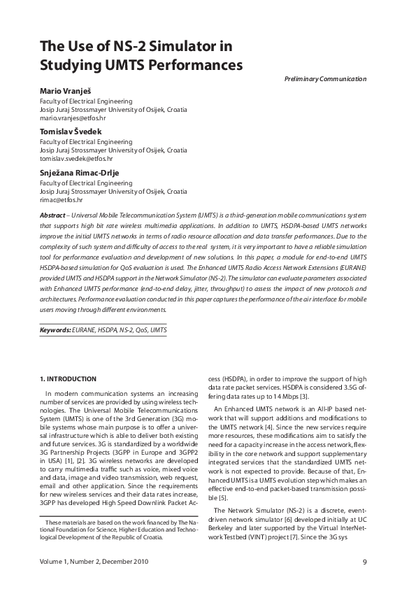 (PDF) The Use of NS 2 Simulator in Studying Umts Performances