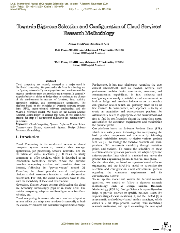 (PDF) Towards Rigorous Selection and Configuration of Cloud Services ...