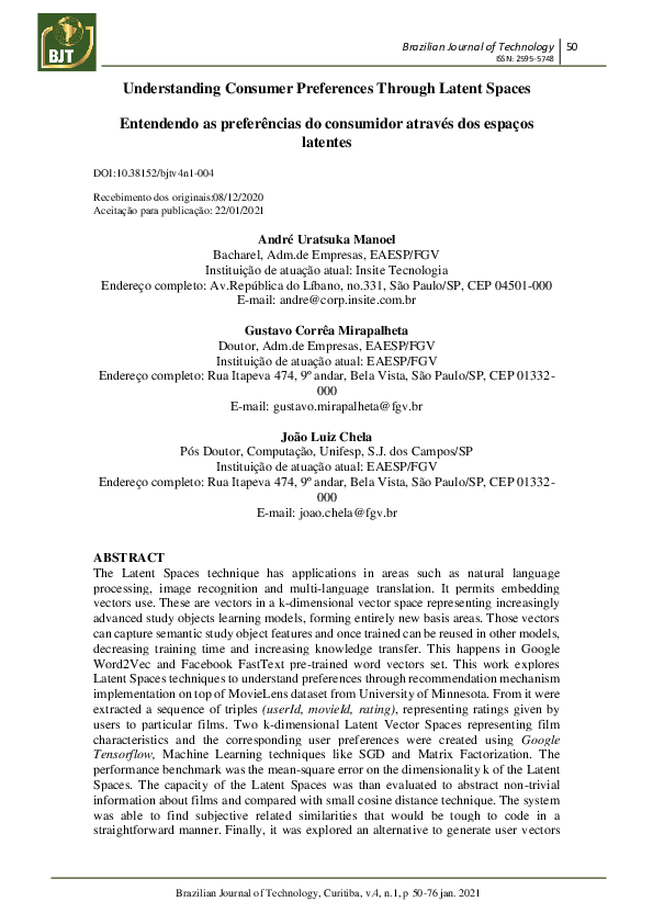 (PDF) Understanding Consumer Preferences Through Latent Spaces ...