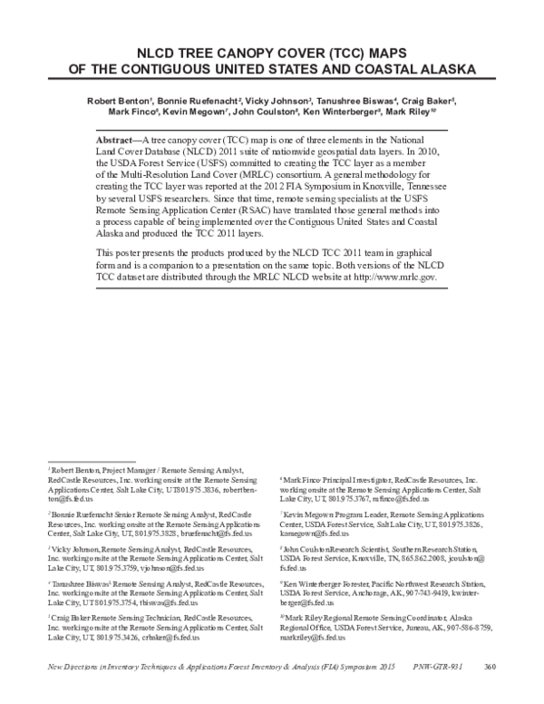 (PDF) NLCD tree canopy cover (TCC) maps of the contiguous United States ...